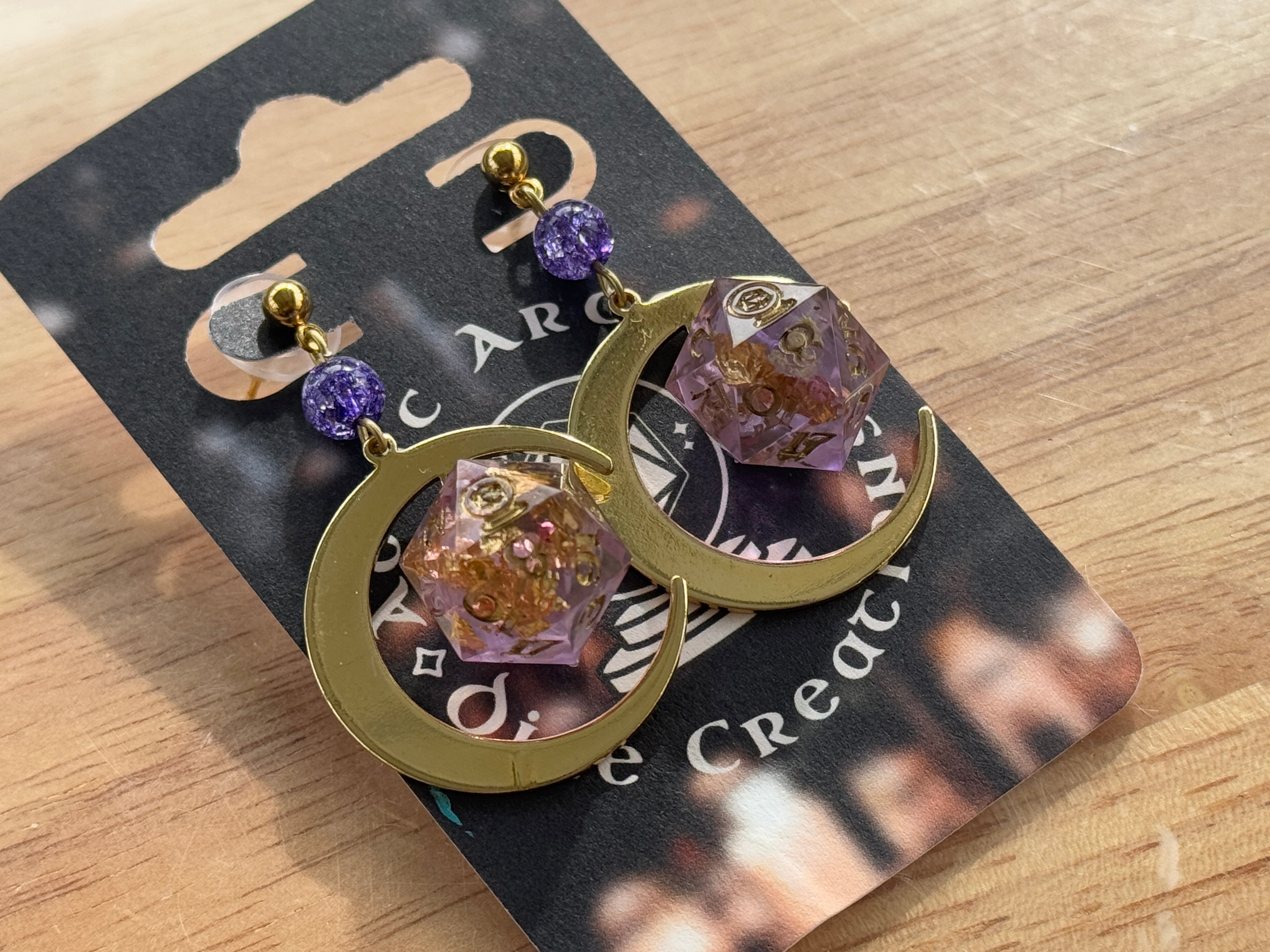 Dice Moon Earring Collection – Attic Arcana Dice Creations